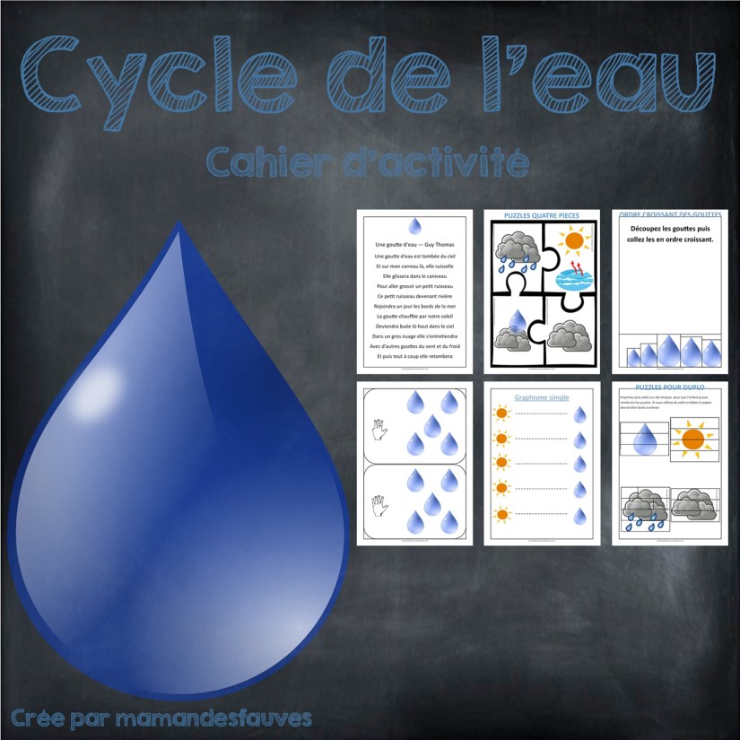 Cycle de l’eau fiche à imprimer et liste de lecture – Maman des fauves