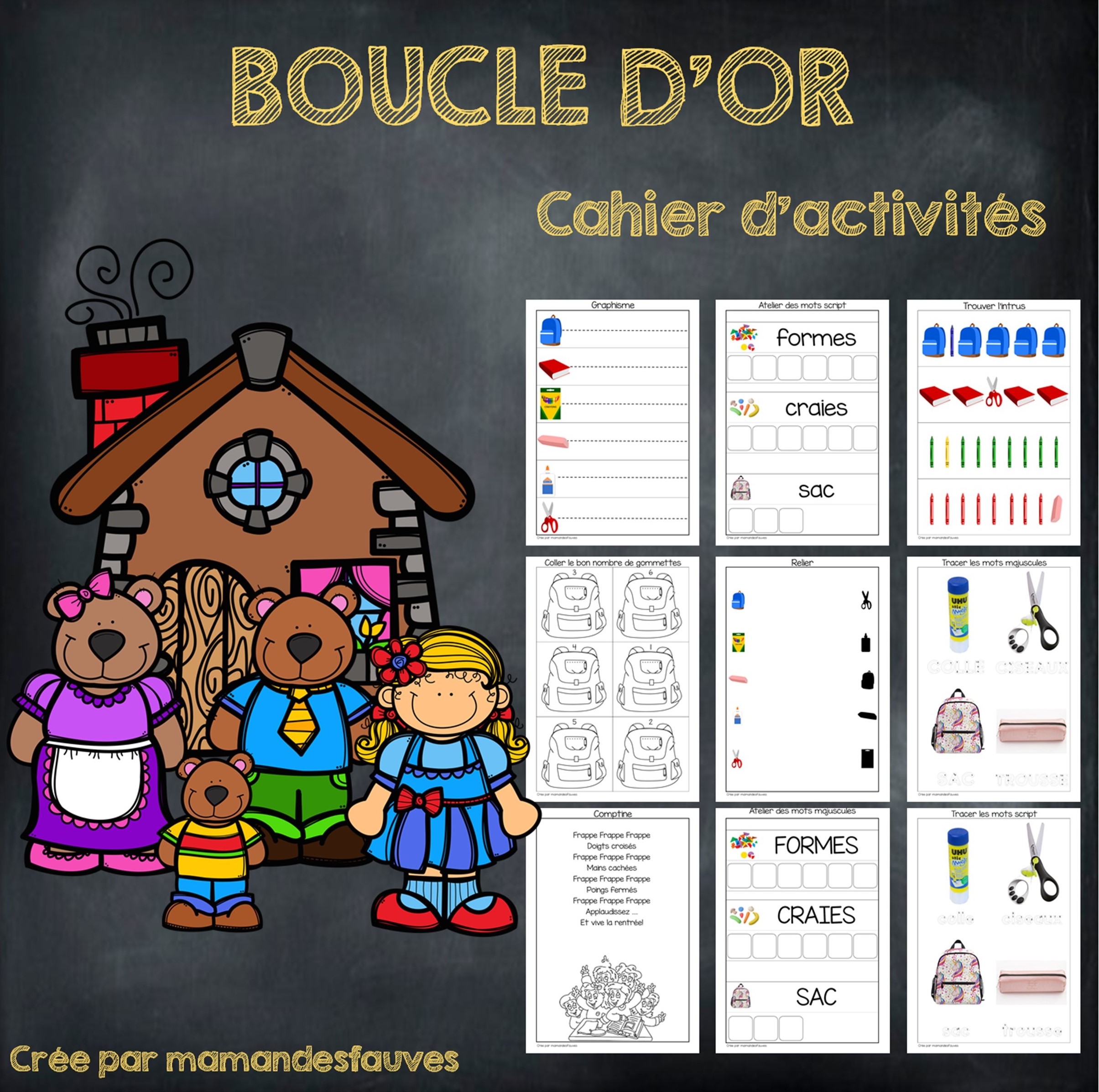 🐻💛 Mon Cahier d’Activités Boucle d’Or et les Trois Ours📖 – Maman des fauves