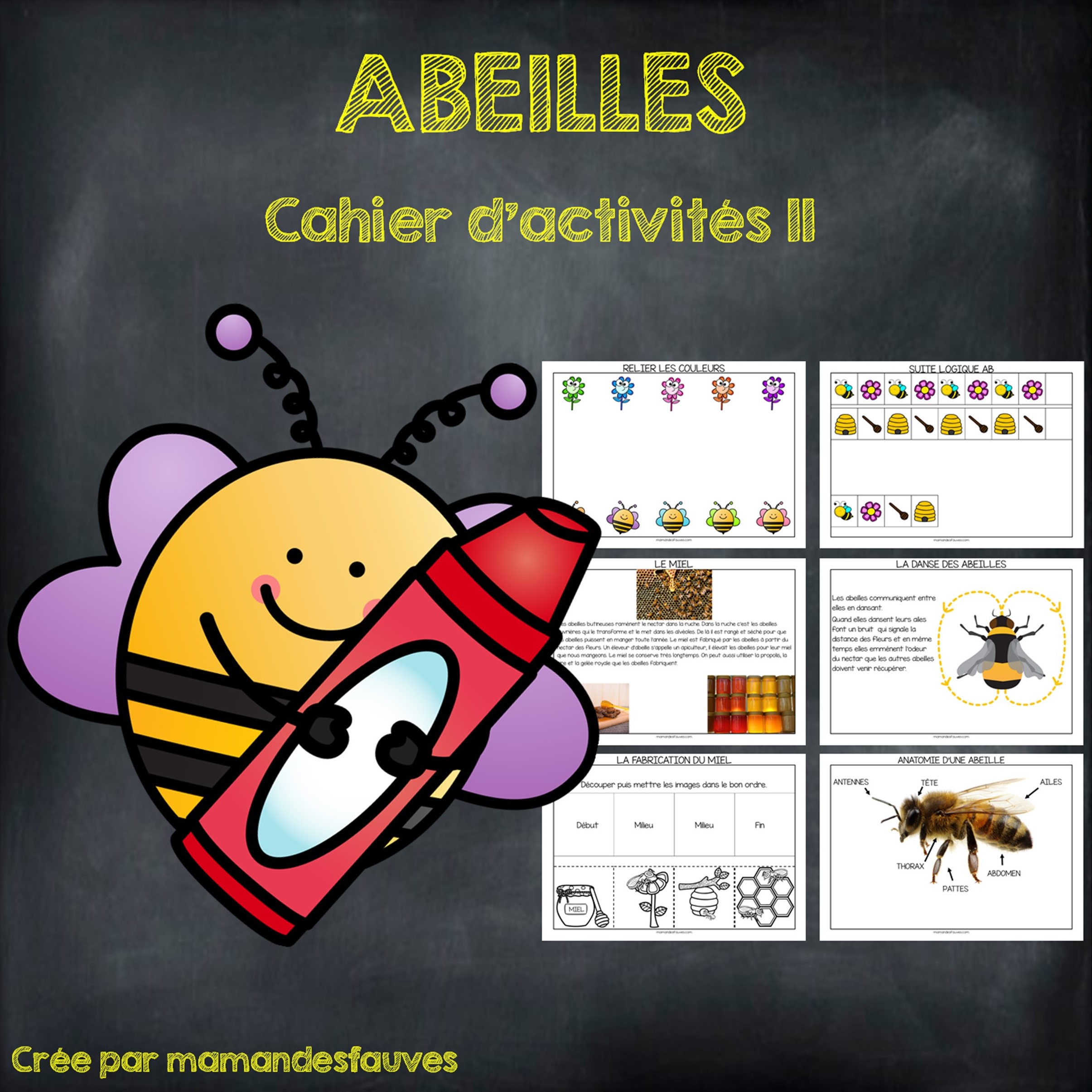 Abeilles – fiches à imprimer – Maman des fauves