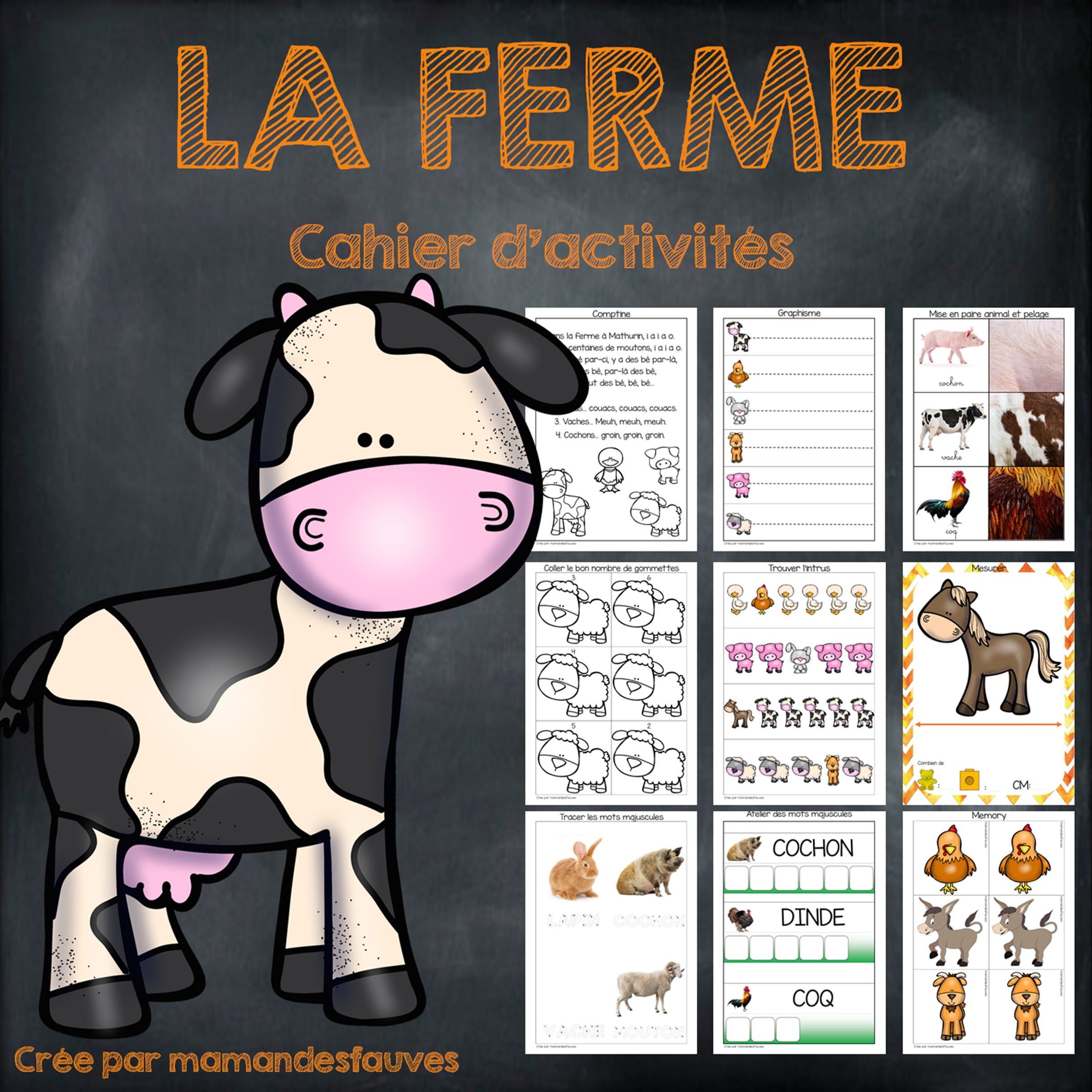 La ferme – fiches à imprimer – Maman des fauves