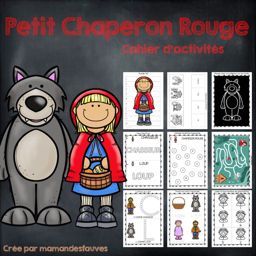 Petit chaperon rouge – cahier à imprimer – Maman des fauves